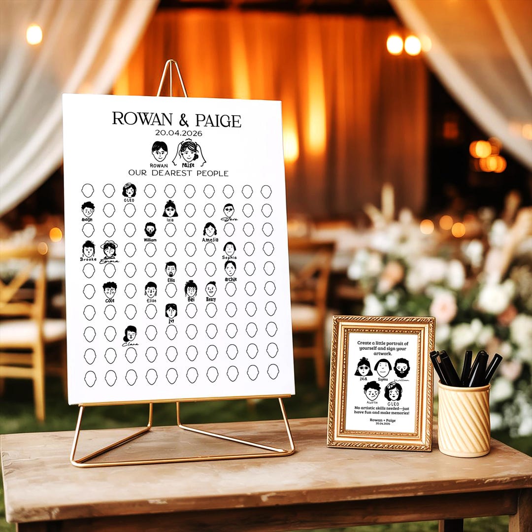 Draw Your Face Wedding Guest Book Sign, Interactive Portrait (printable ...