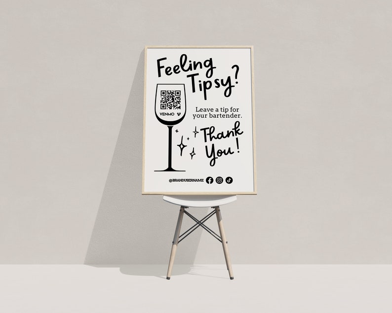 Feeling Tipsy Sign Template QR Code Sign Scan to Tip Wedding Bar Tip ...