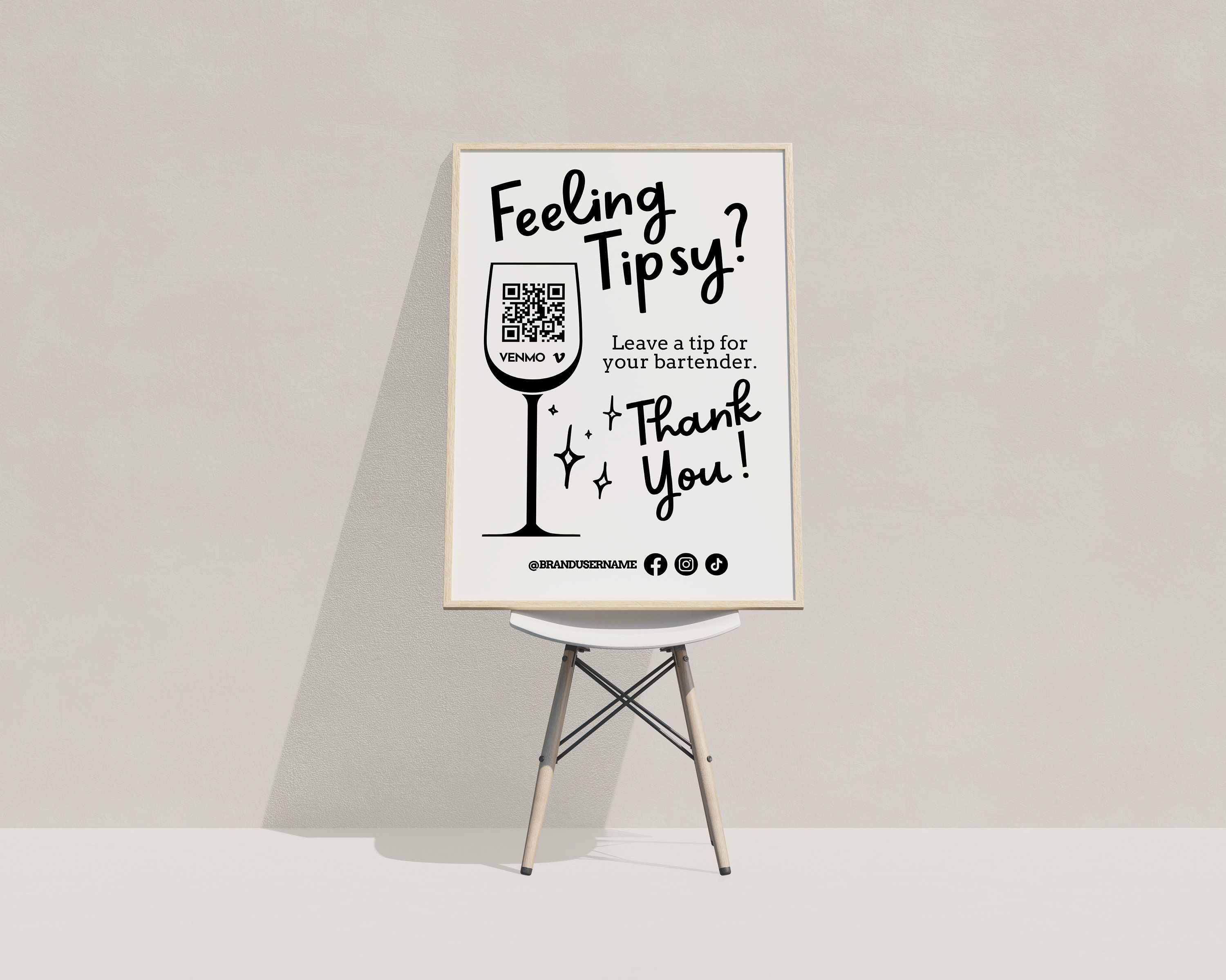 Feeling Tipsy Sign Template QR Code Sign Scan to Tip Wedding Bar Tip ...