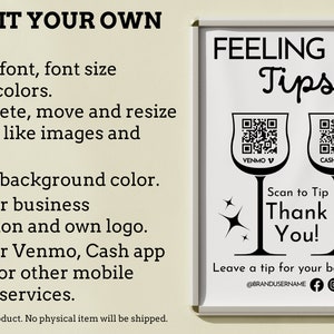 Feeling Tipsy Sign Template | QR Code Sign | Scan to Tip | Wedding Bar ...