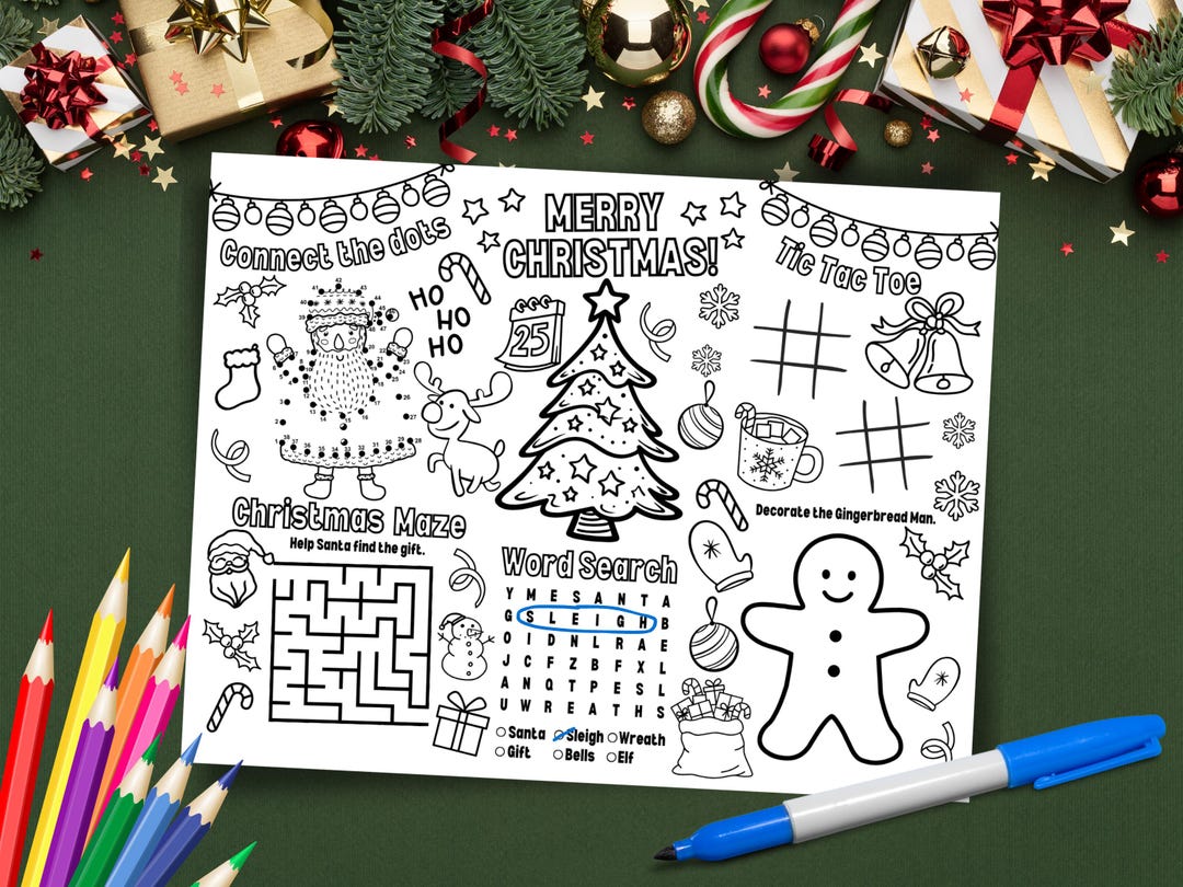 Christmas Activity Sheet for Kids, Printable Christmas Coloring Page ...