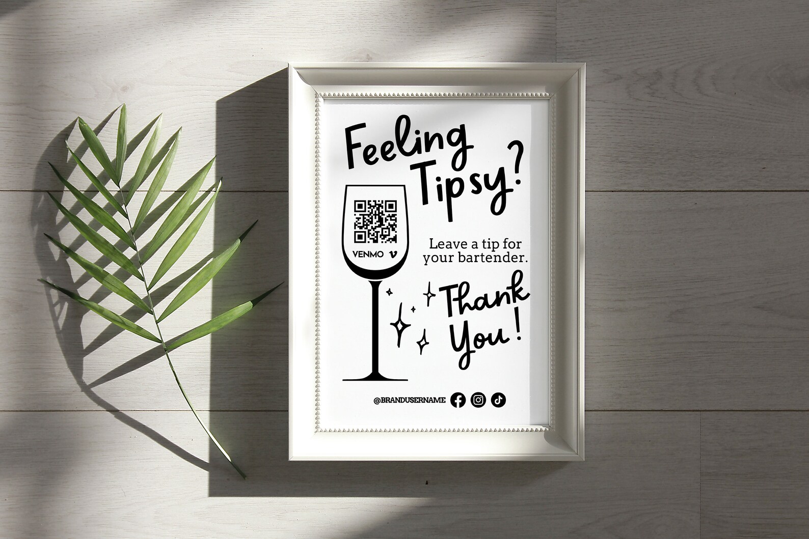 Feeling Tipsy Sign Template QR Code Sign Scan to Tip Wedding Bar Tip ...