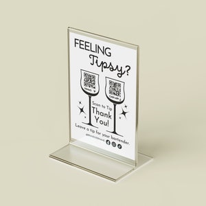 Feeling Tipsy Sign Template | QR Code Sign | Scan to Tip | Wedding Bar ...