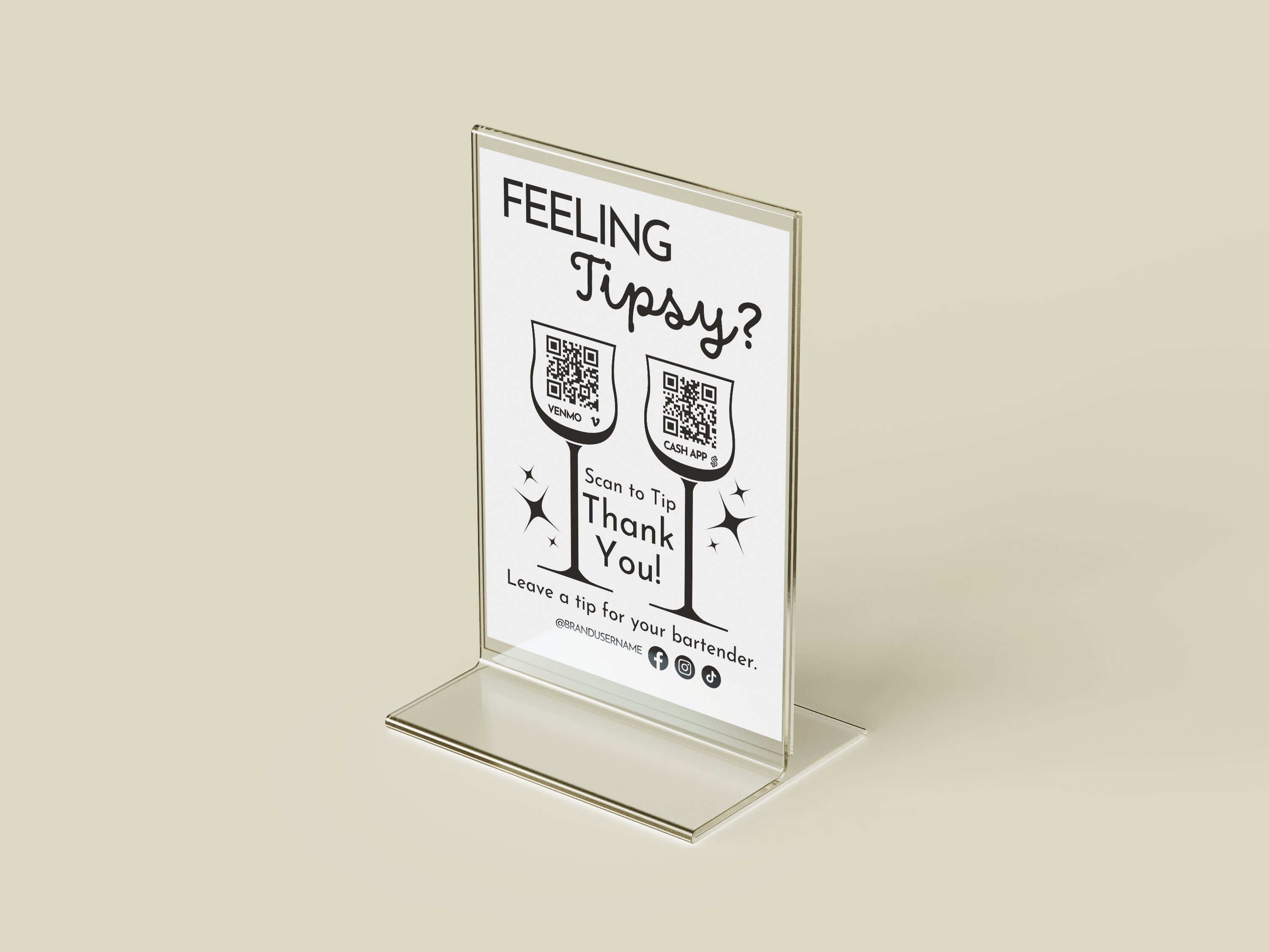 Feeling Tipsy Sign Template | QR Code Sign | Scan to Tip | Wedding Bar ...