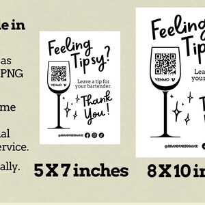 Feeling Tipsy Sign Template QR Code Sign Scan to Tip Wedding Bar Tip ...