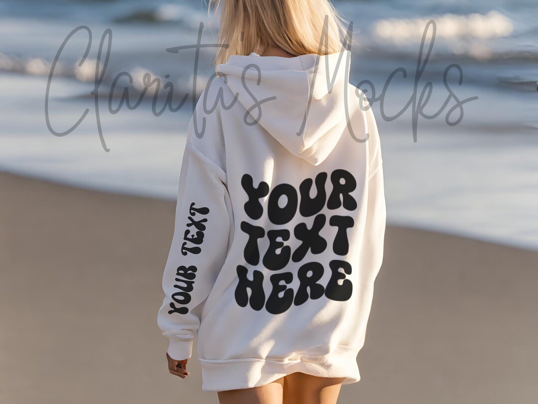 Back Mockup Gildan 18500 White Hoodie G185 White Hooded Sweatshirt