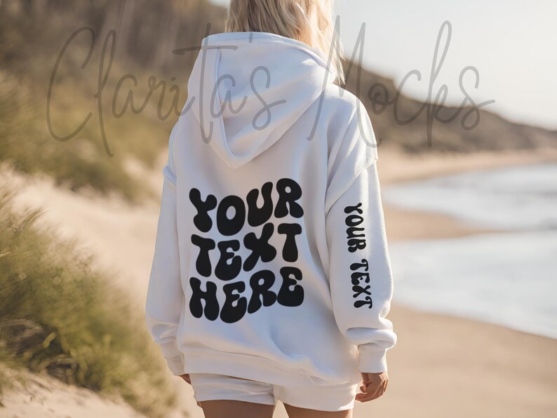 Back Mockup Gildan 18500 White Hoodie G185 White Hooded Sweatshirt