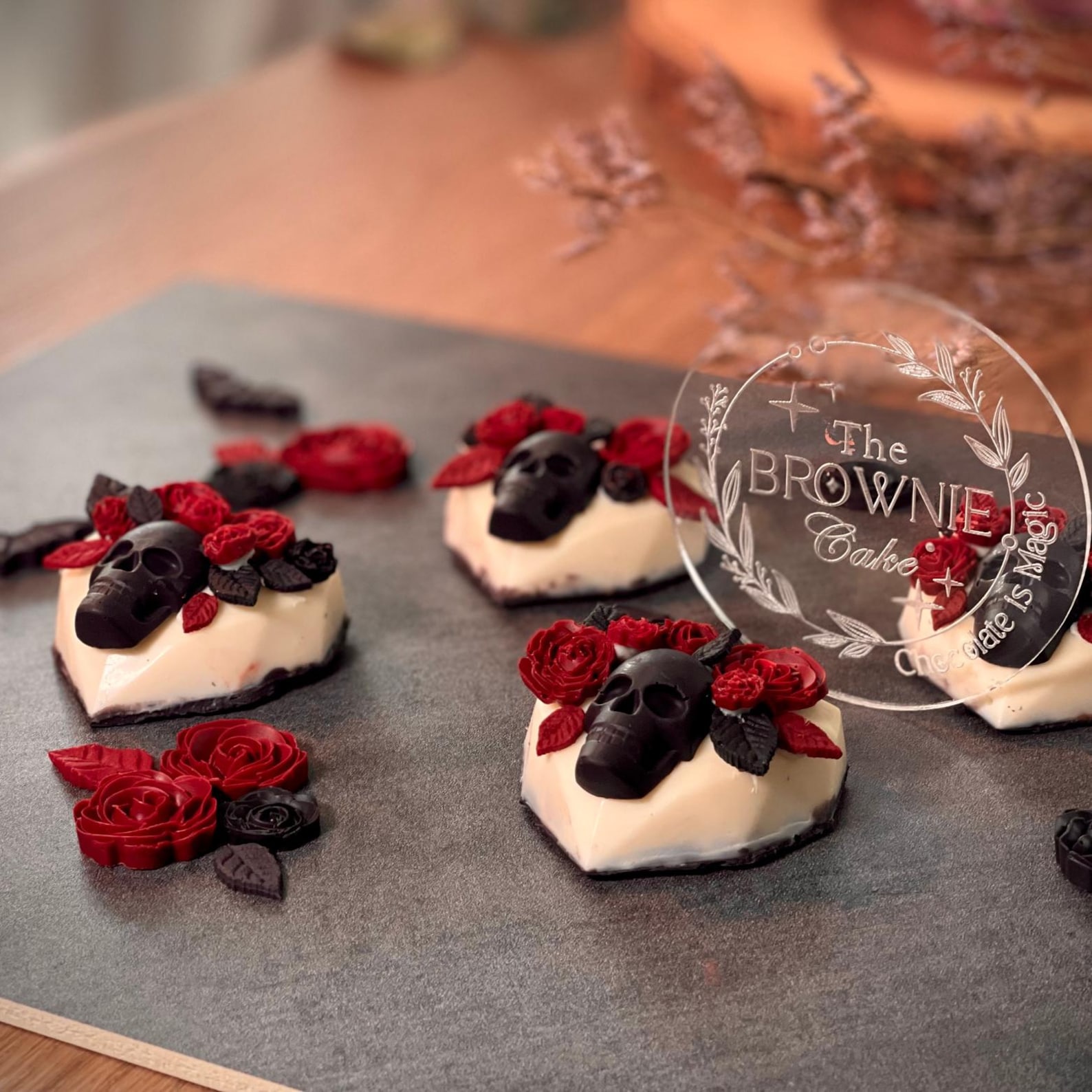 Skull Rose Chocolate Covered Fudge Brownie Cakesicles Halloween Dessert ...