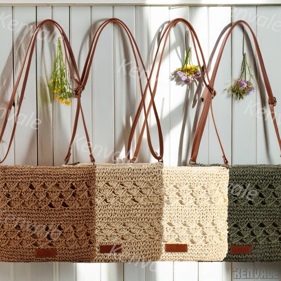 Straw Crossbody Bag, Women's Straw Weave Crossbody Bag, Beach Crossbody ...
