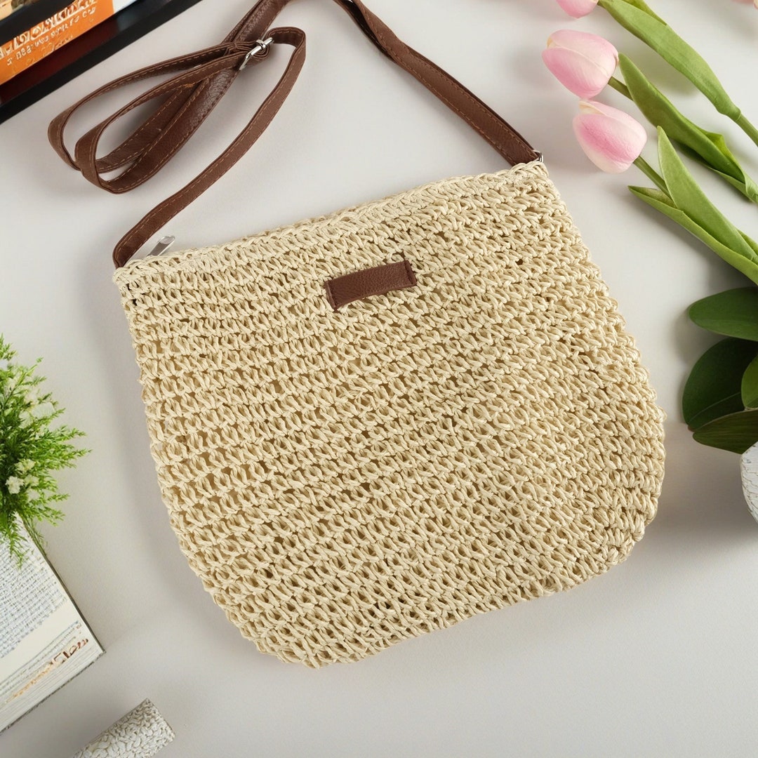 Women's Straw Weave Crossbody Bag, Beach Crossbody, Fashion Casual ...