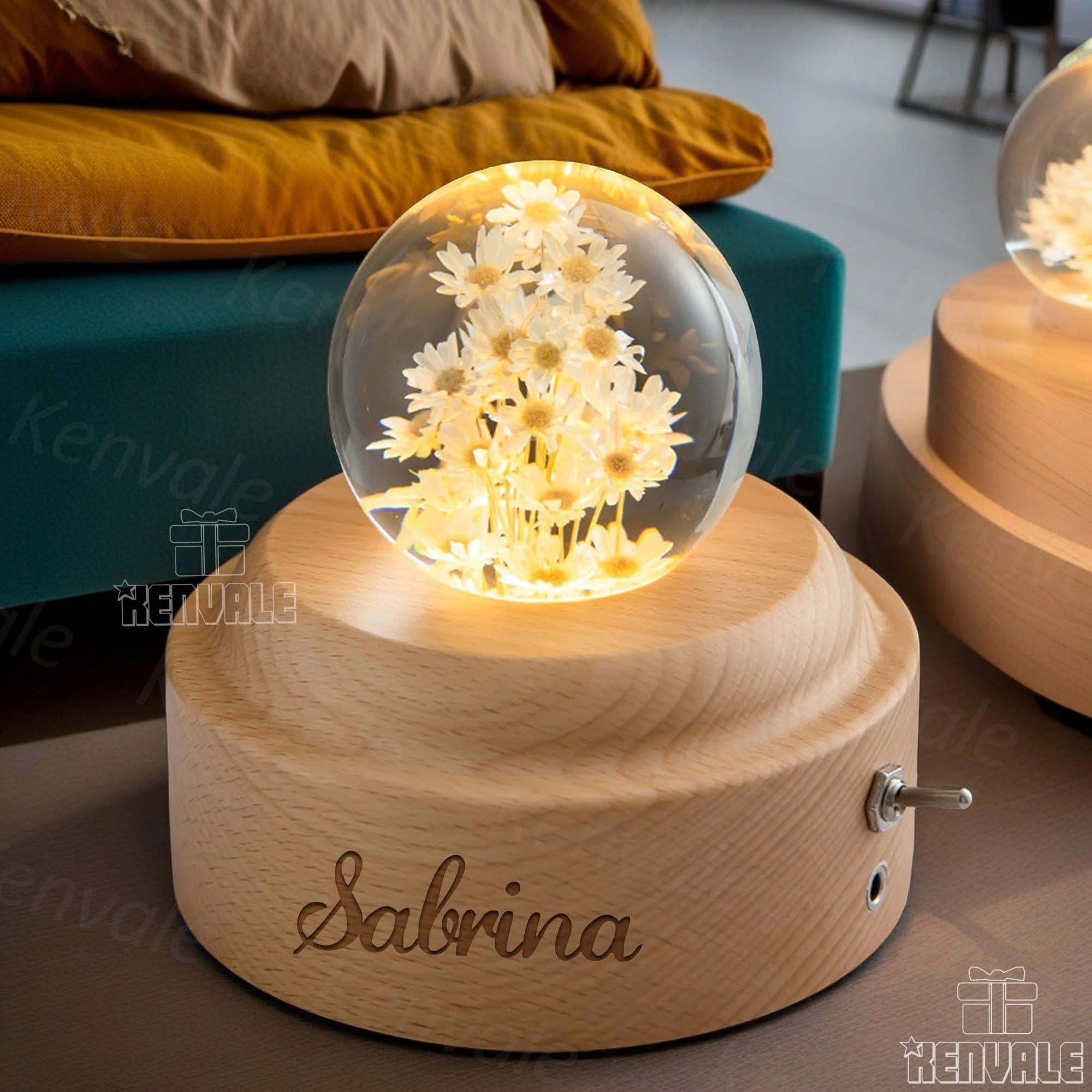 Personalized Music Box Rotating Dandelion Night Light, Epoxy Resin ...