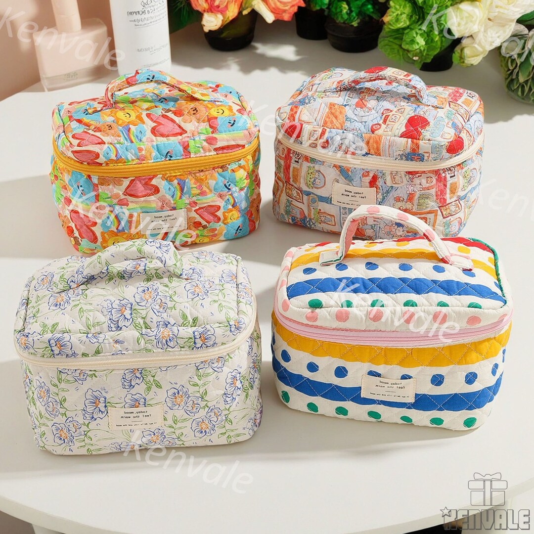 Simple Practical Flower Makeup Bag, Vintage Cosmetic Organizer, Makeup ...