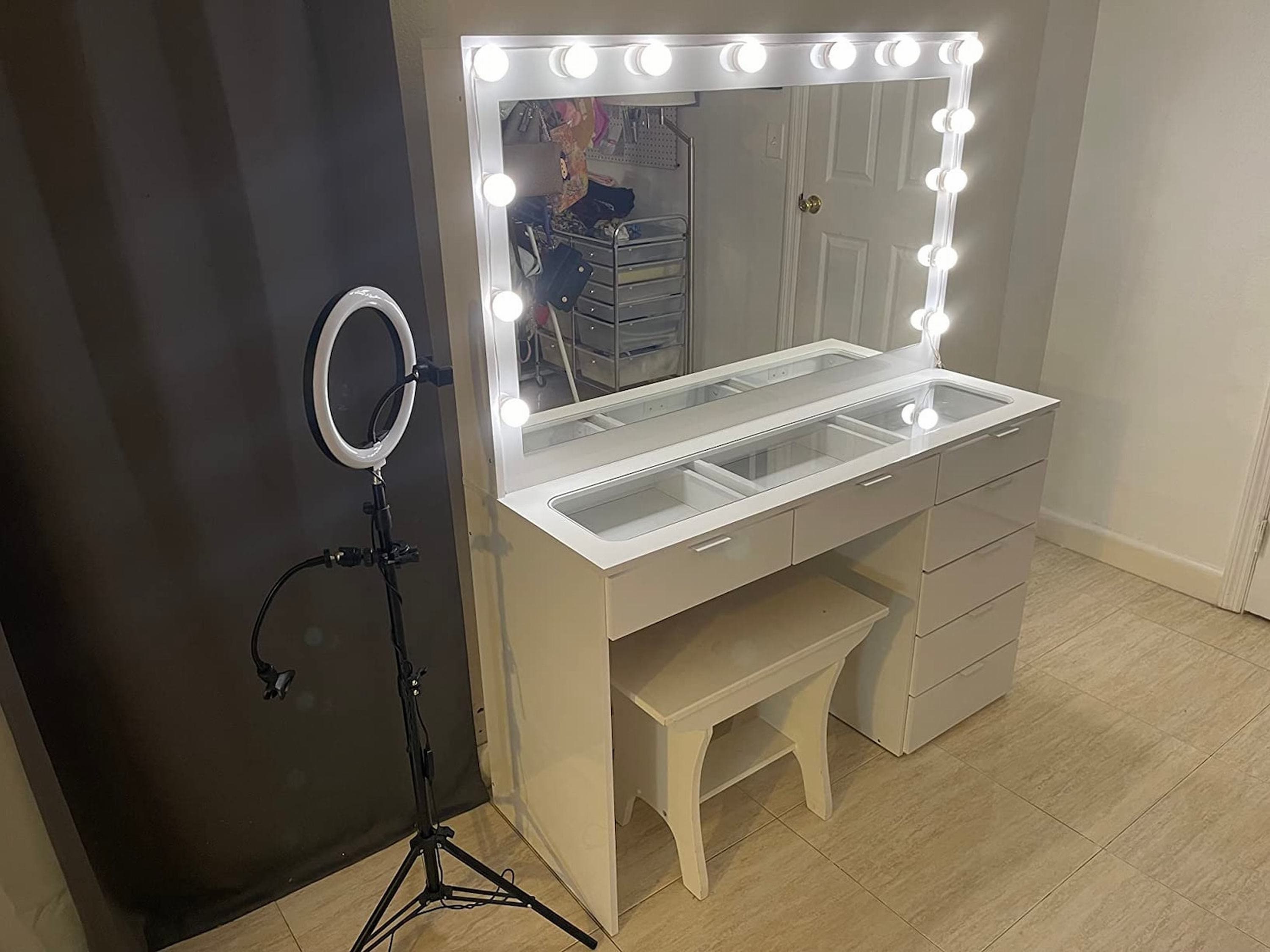 New Dressing Table, Glass Top, 07 Drawers and Set of 10 Led Lights ...