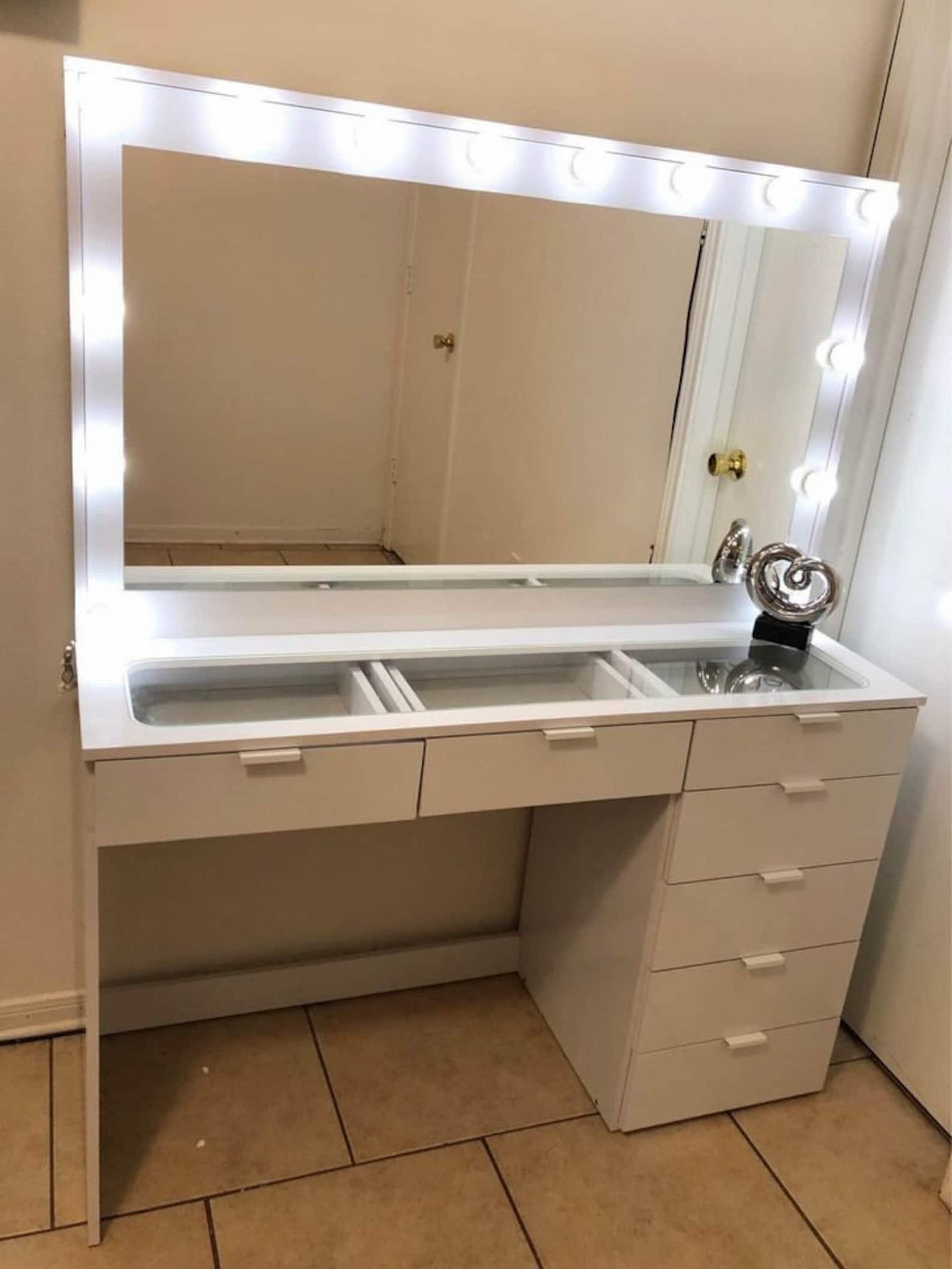 New Dressing Table, Glass Top, 07 Drawers and Set of 10 Led Lights ...