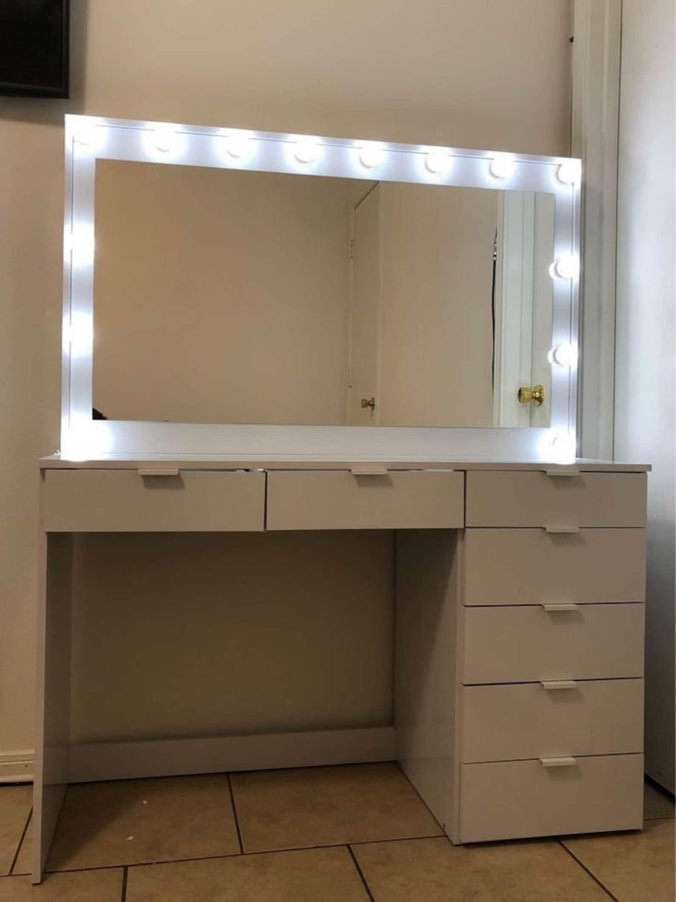 New Dressing Table, Glass Top, 07 Drawers and Set of 10 Led Lights ...