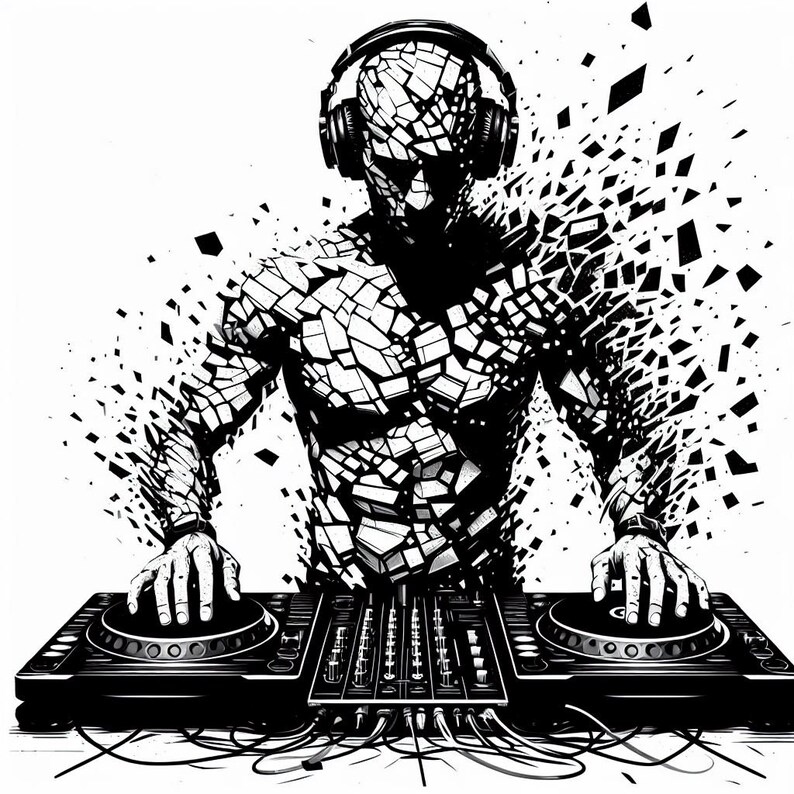 DJ Image, DJ Image in Vector Image in Black and White Svg-eps-dxf-png ...