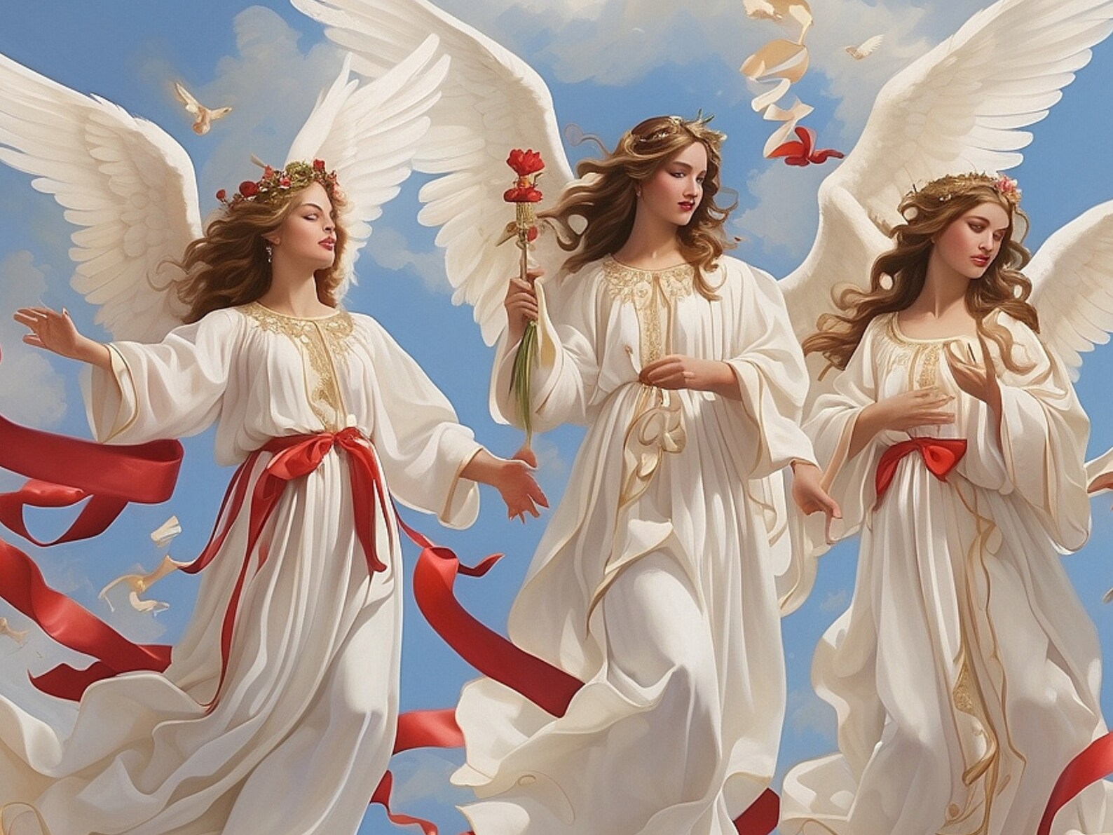 Three Angels, Female Angels, A Vision of Angels, Angels and Red Ribbons ...
