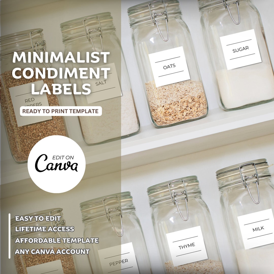 Printable Condiment Label Set Minimalist Printable Kitchen Organizer ...