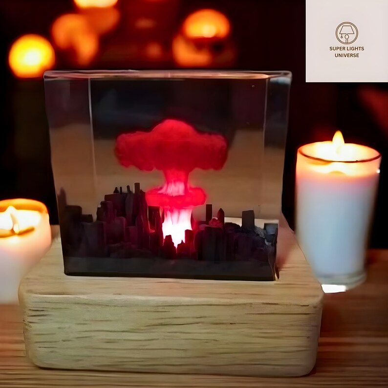 Nuclear Bomb Explosion Night Light Lamp Red Mushroom Cloud Nuke LED ...