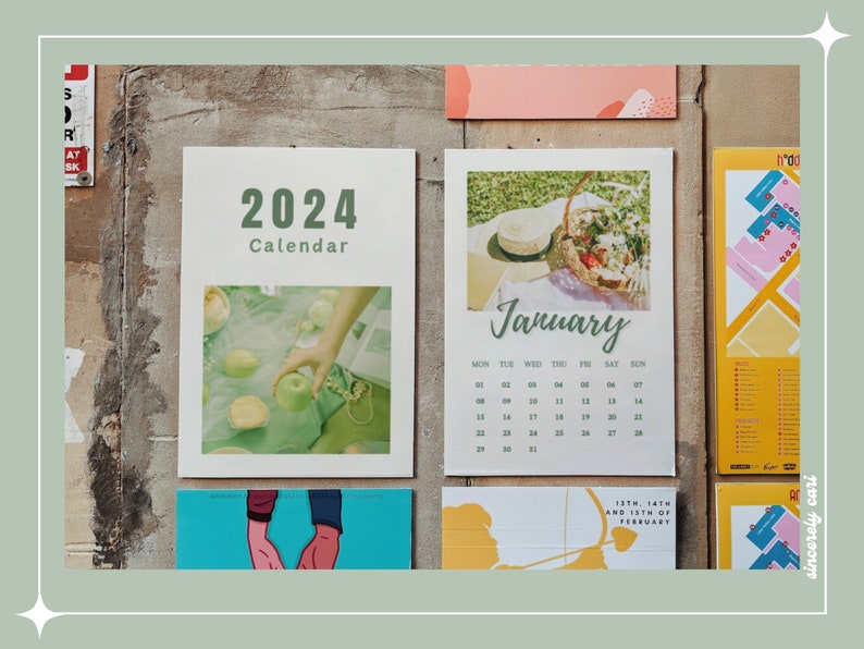 2024 Photo Calendar Template Printable & Editable Calendar 2024 12 ...