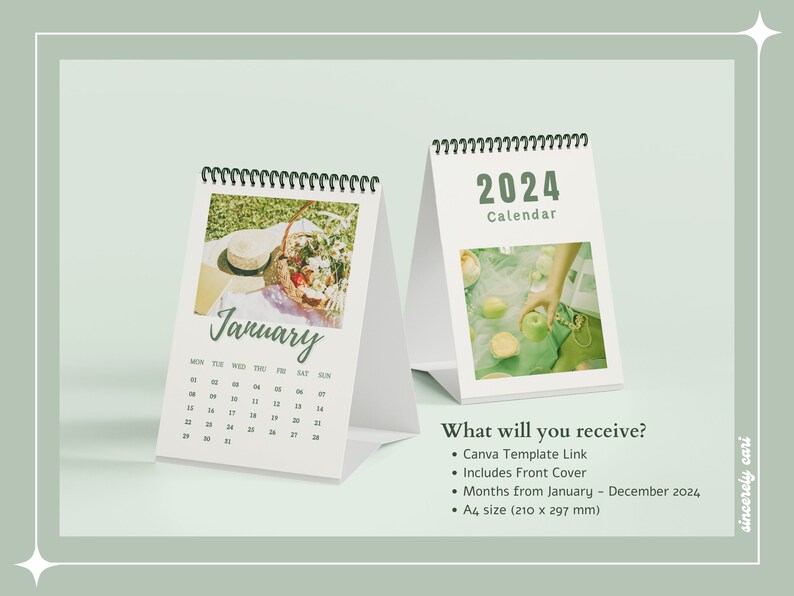 2024 Photo Calendar Template Printable & Editable Calendar 2024 12 ...