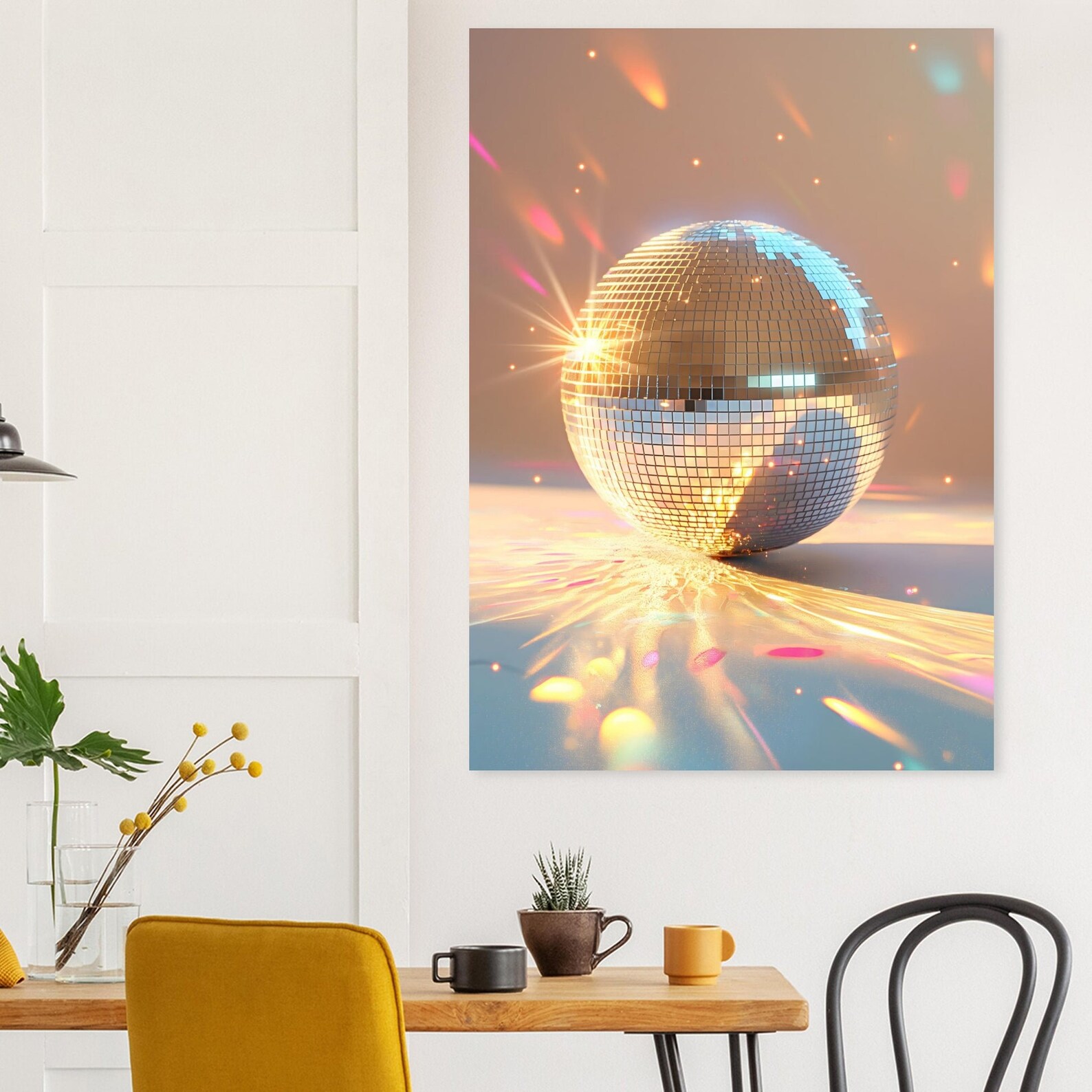 Vibrant Disco Ball Digital Art Retro Party Printable Wall Art, Instant ...