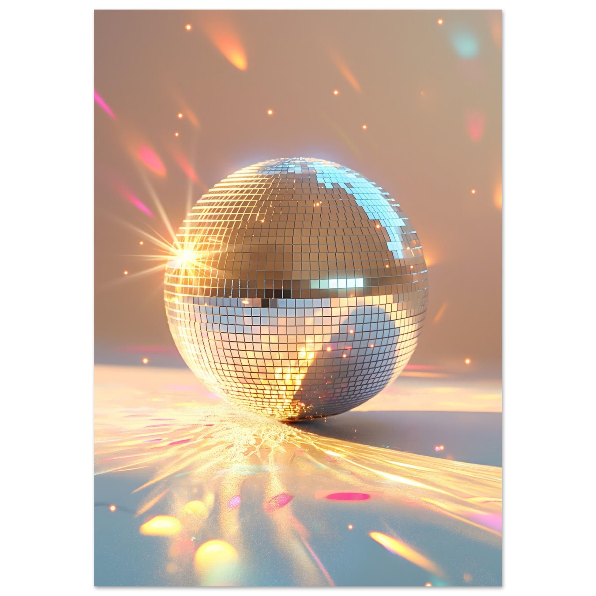 Vibrant Disco Ball Digital Art Retro Party Printable Wall Art, Instant ...
