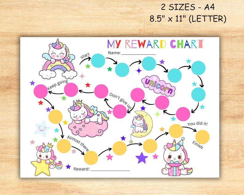 Unicorn Reward Chart, Toddler Reward Chart, Reward Chart Printable ...