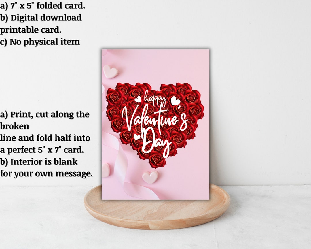 Happy Valentine's Day Printable Card / Instant Download PDF / Card ...