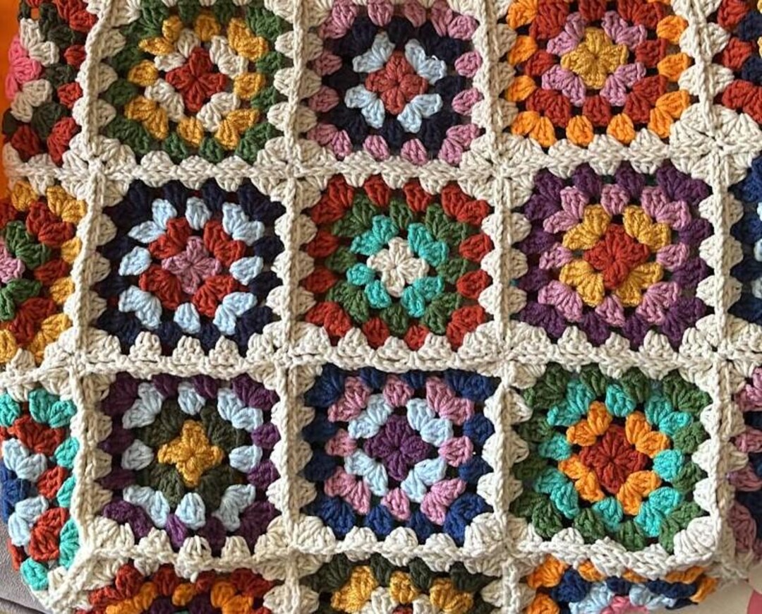 Crochet Granny Square Motifs: Set of 12 - Boho Patchwork Squares - Etsy
