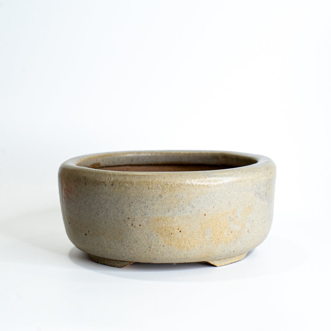 Round 8 Tan Glazed Stoneware Bonsai Pot - Etsy