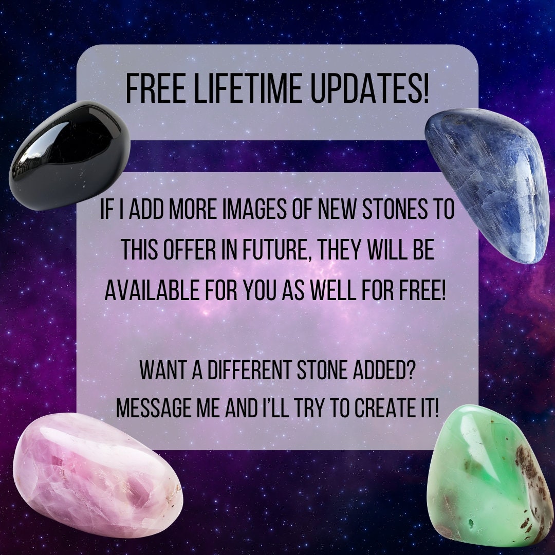 Gemstone Clipart Bundle, Realistic Tumbled Stones Image Set, Digital ...