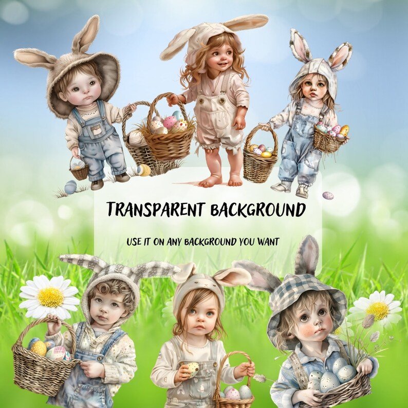 Cute Easter Boho Images, Digital Scrapbooking Bundle, Spring Print and ...