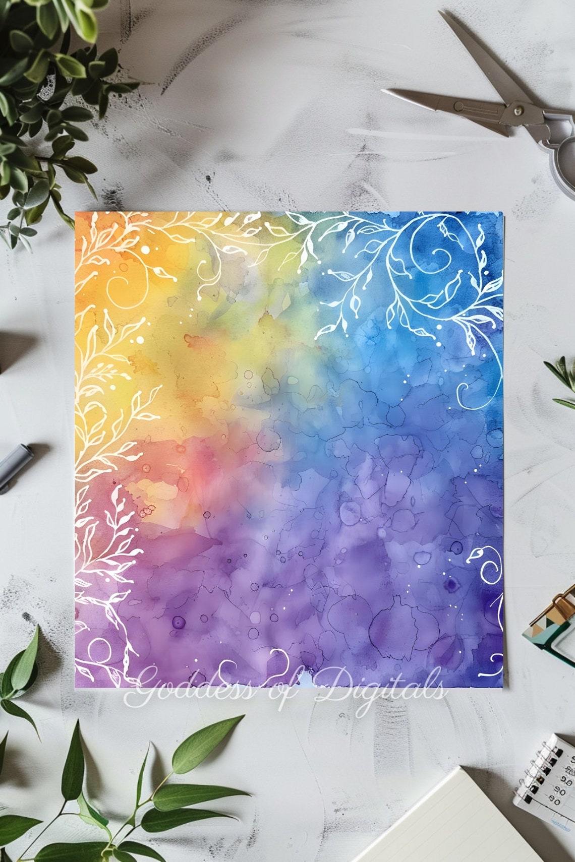 Purple Digital Paper Pack, Vivid Colors Watercolor Texture Bundle for ...