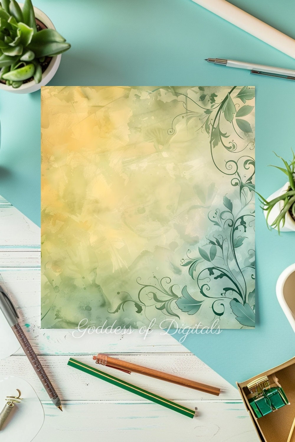 Digital Paper Printable Sheets, Vintage Stationery for Commercial Use ...