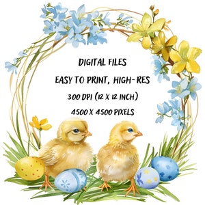 Easter Frames With Flowers Digital Image Bundle, Spring Card Making ...