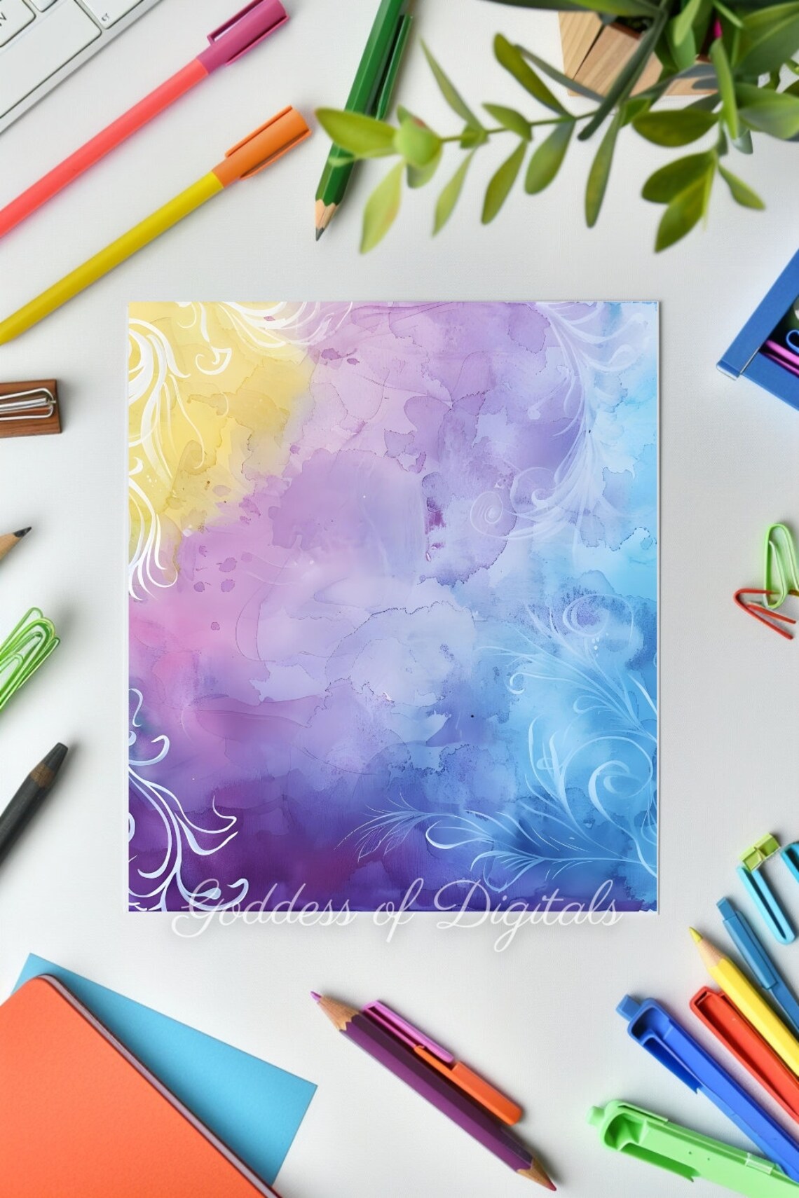 Purple Digital Paper Pack, Vivid Colors Watercolor Texture Bundle for ...