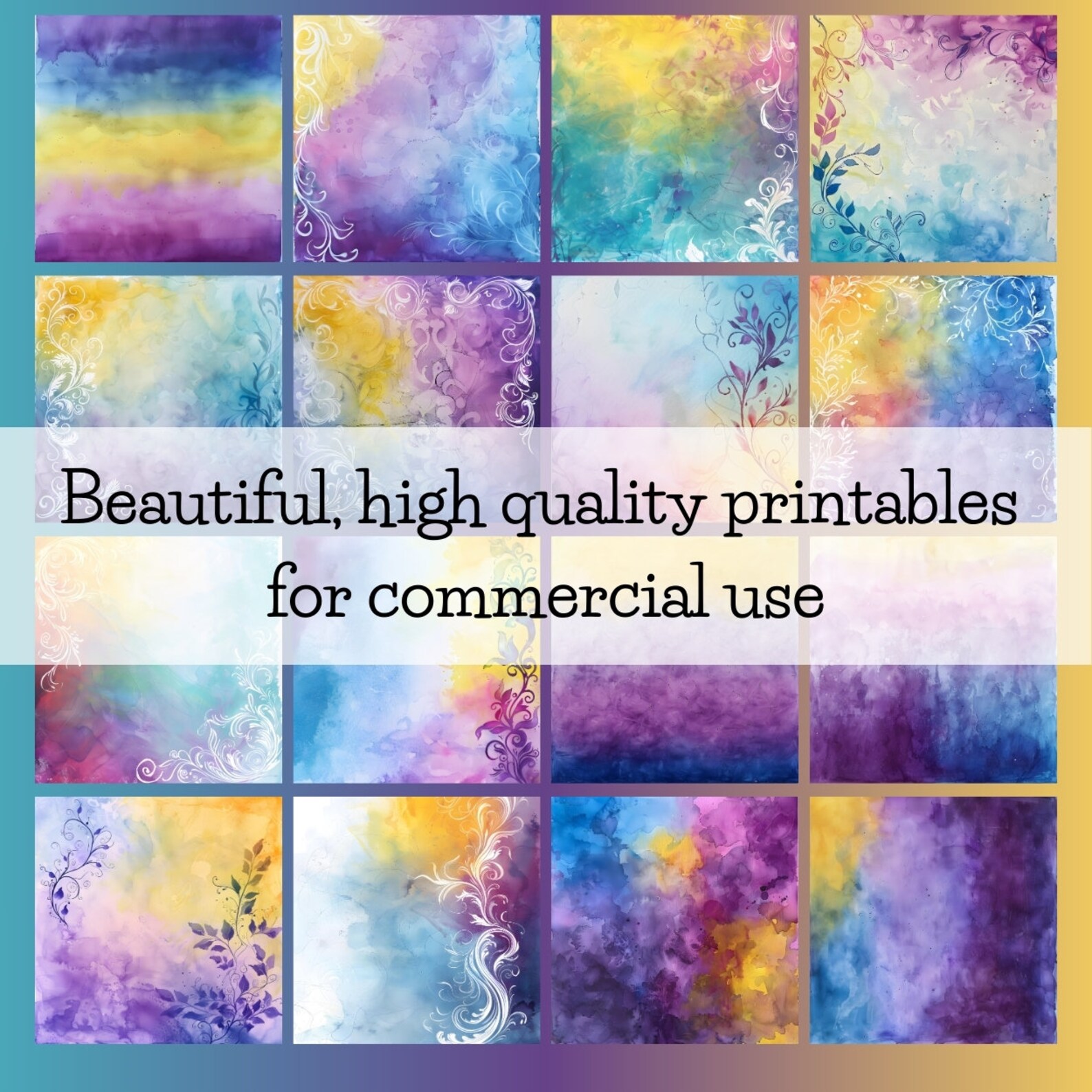 Purple Digital Paper Pack, Vivid Colors Watercolor Texture Bundle for ...