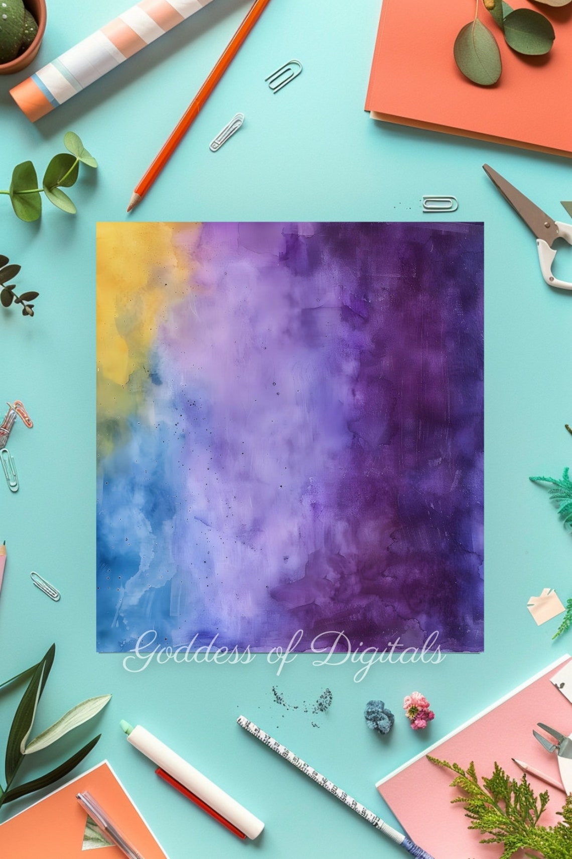 Purple Digital Paper Pack, Vivid Colors Watercolor Texture Bundle for ...