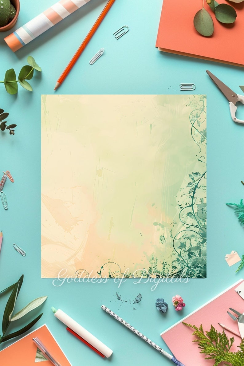 Digital Paper Printable Sheets, Vintage Stationery for Commercial Use ...