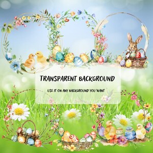 Easter Frames With Flowers Digital Image Bundle, Spring Card Making ...