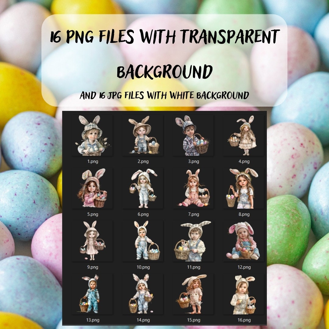 Cute Easter Boho Images, Digital Scrapbooking Bundle, Spring Print and ...