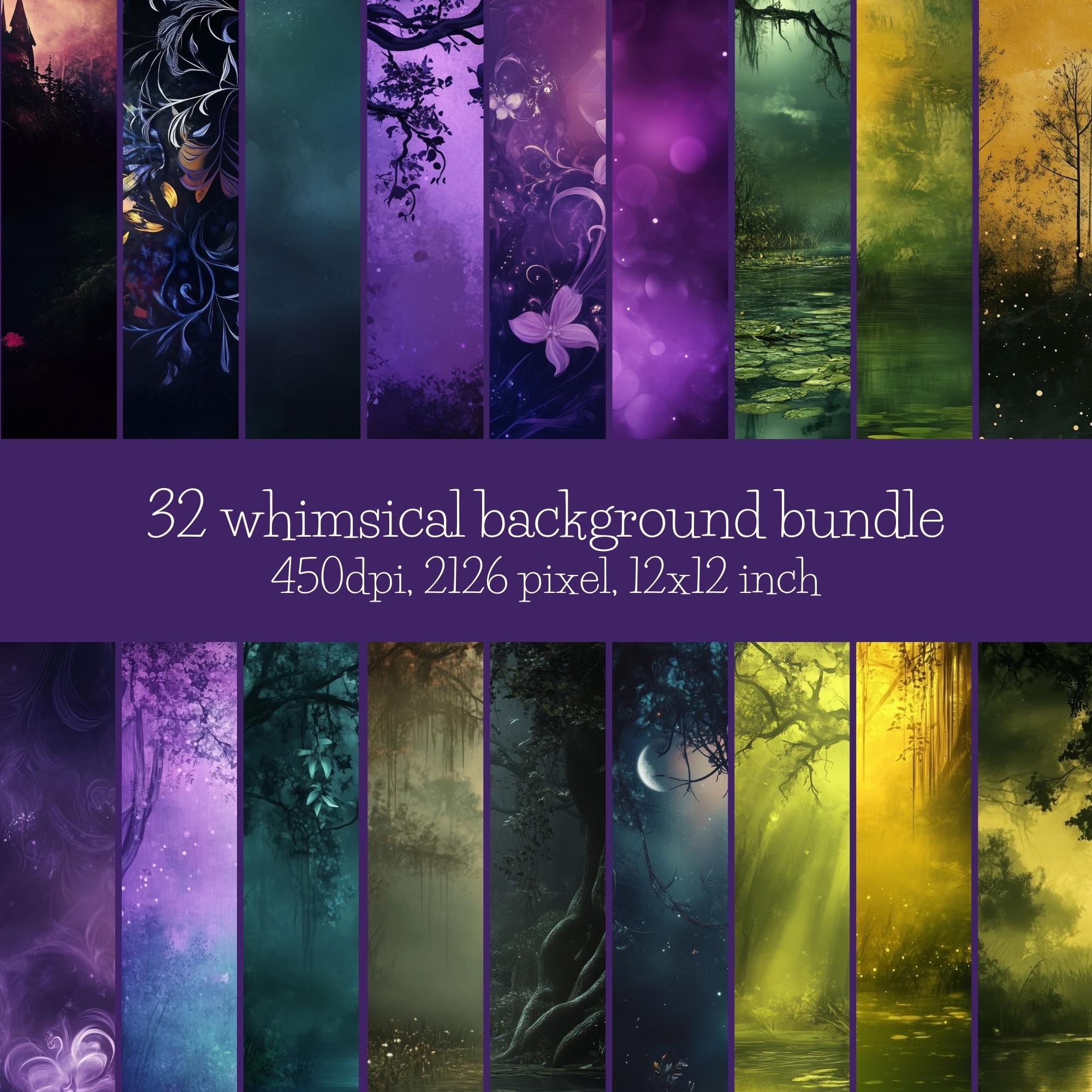 Whimsical Background Bundle, Magical Scene Digital Paper, Enchanted ...