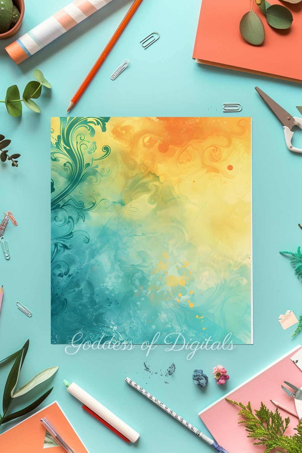 Printable Paper in Vivid Colors, Joyful Spring Watercolor Background ...