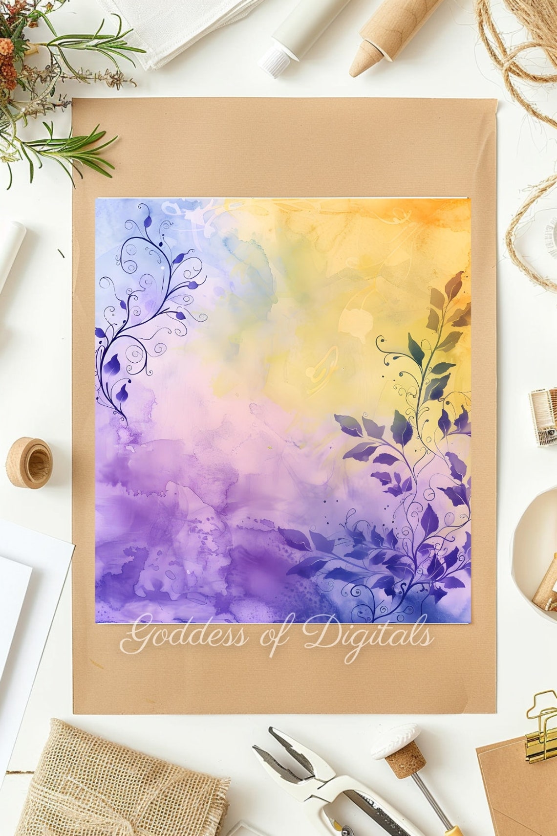 Purple Digital Paper Pack, Vivid Colors Watercolor Texture Bundle for ...