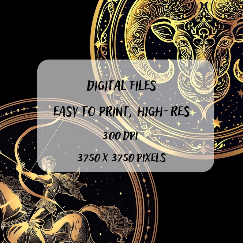 Gold Zodiac Sign Clipart Bundle, Digital Horoscope Png and Jpg Files ...