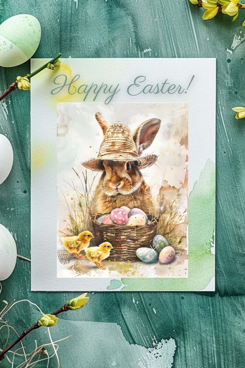 Vintage Easter Bunny Printable Cards, Junk Journal Digital Bundle to ...