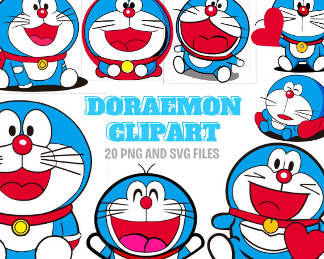 Doraemon Clipart SVG and PNG Bundle Instant Download Cartoon Digital ...