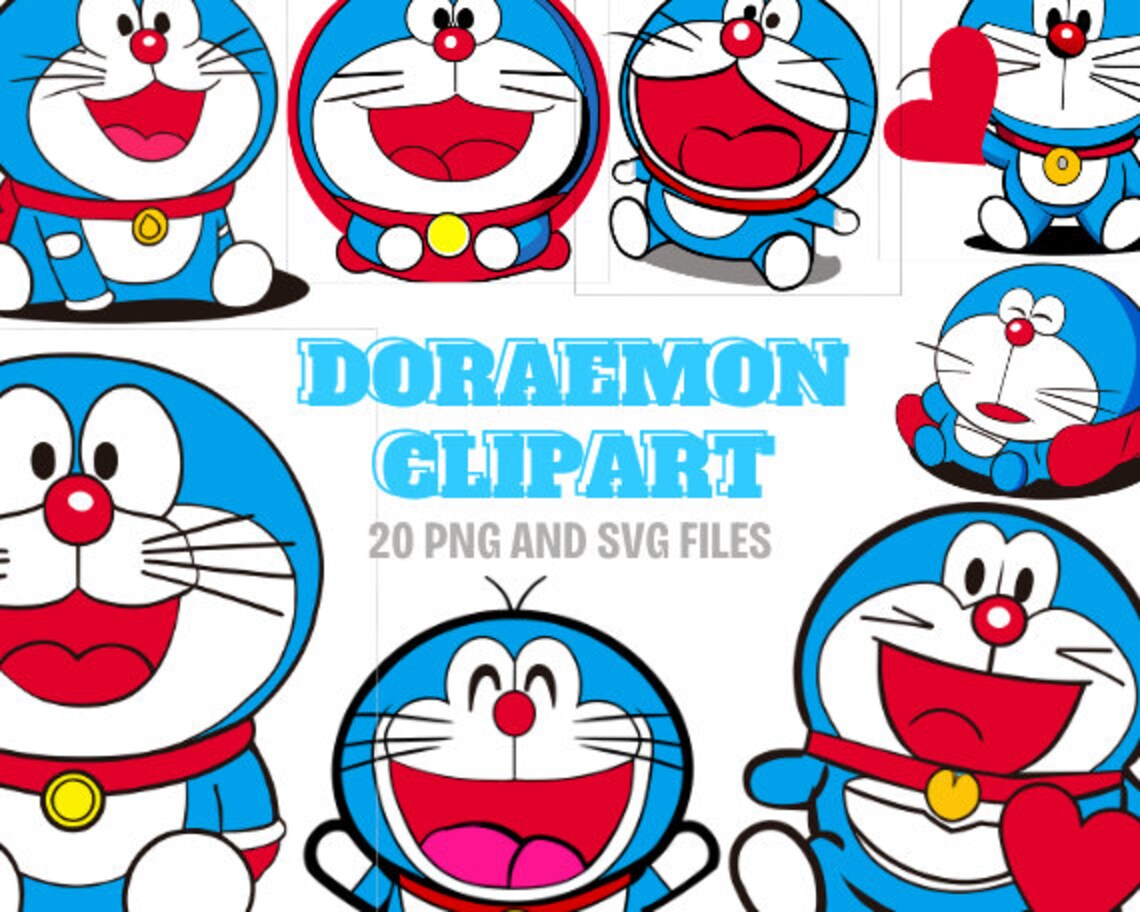 Doraemon Clipart SVG and PNG Bundle Instant Download Cartoon Digital ...