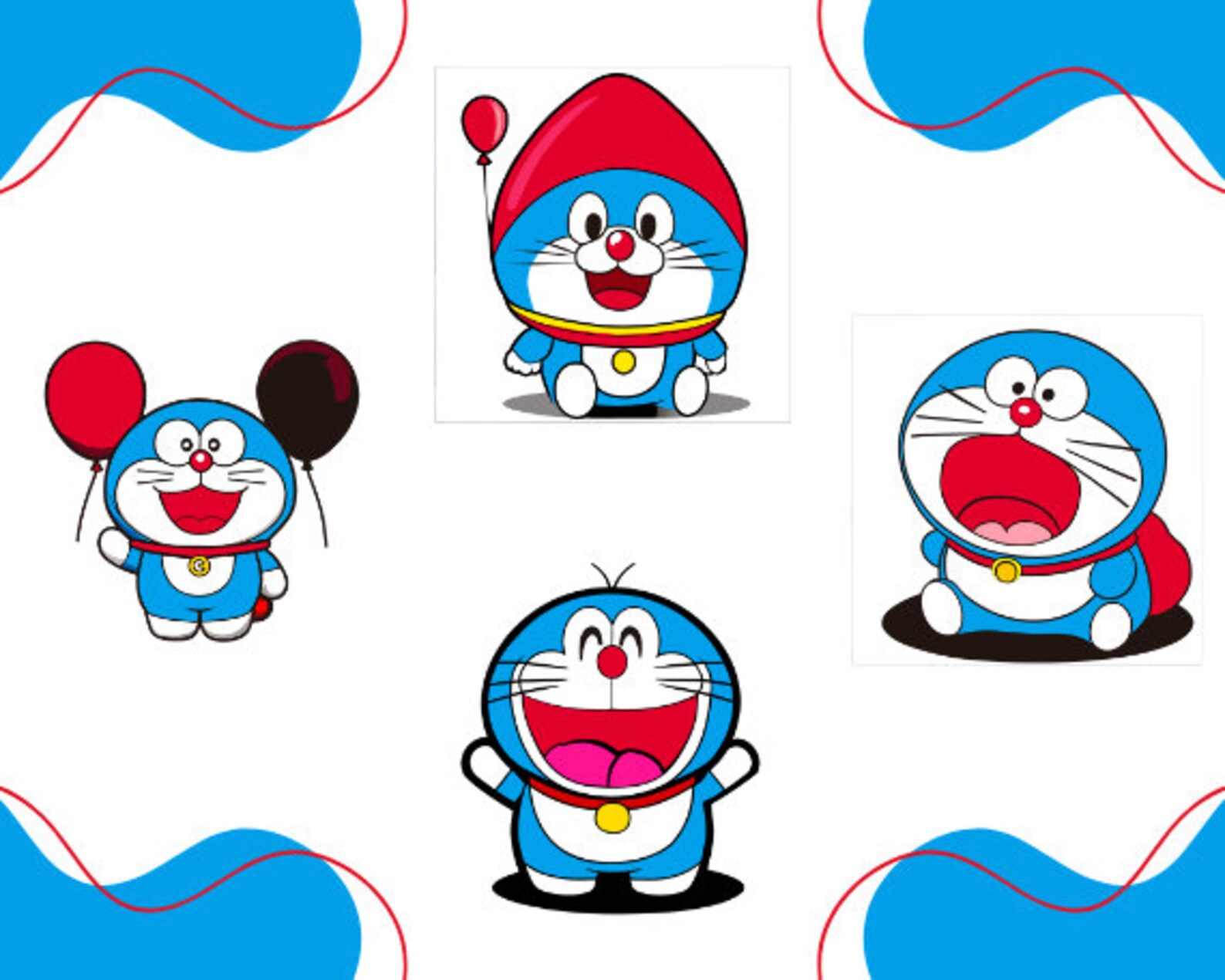 Doraemon Clipart SVG and PNG Bundle Instant Download Cartoon Digital ...